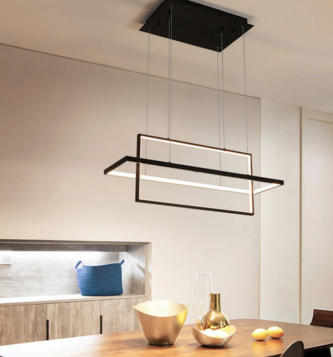 Modern Rectangular Pendant Lights Living Room Restaurant Kitchen Hangi ...